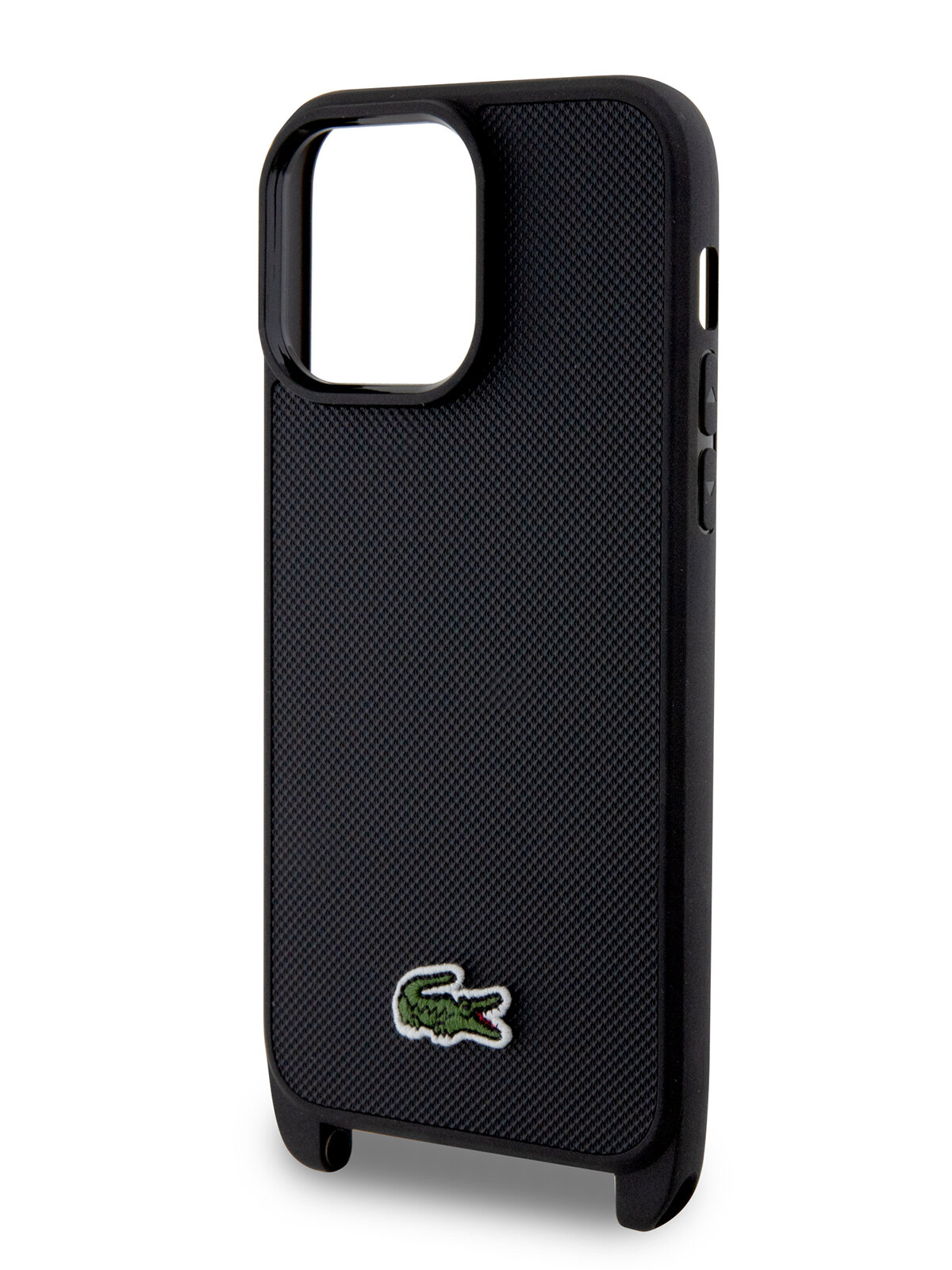 Lacoste для iPhone 14 Pro Max чехол PC/TPU&PVC Iconic Petit Pique logo Hard Black + Strap