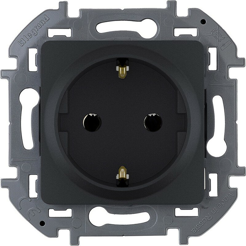 Розетка 2К+З немецкий стандарт 16 А 250 В~ INSPIRIA антрацит LEGRAND (673723), цена за 1 шт