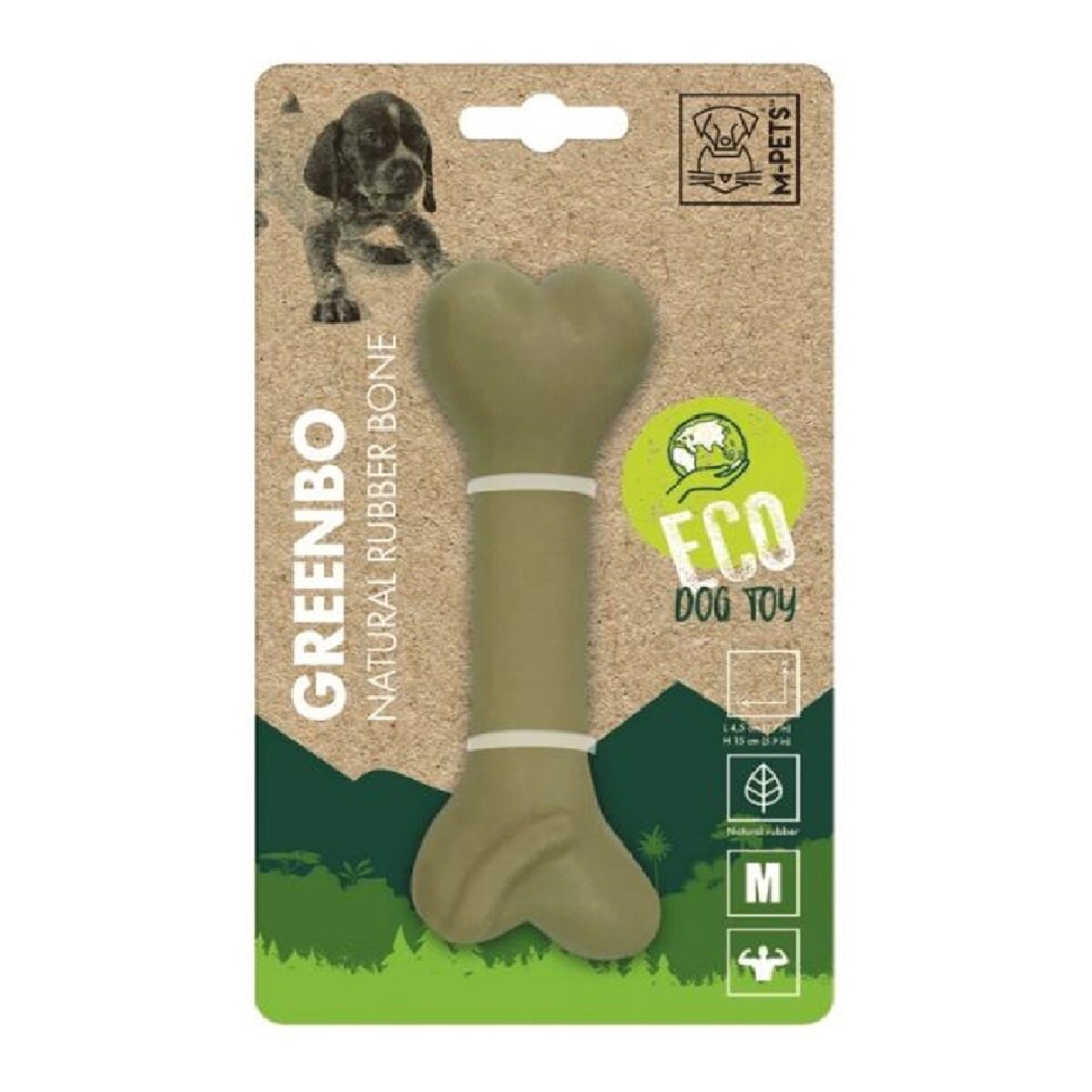 M-PETS Игрушка для собак кость из натурального каучука гринбо M, 15см 10639999