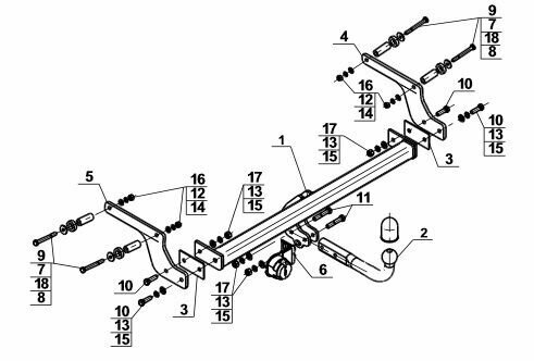 Фаркоп на Renault Duster 2WD, 4WD 2010-2015, 2015-2021, Renault Duster 2 2021-2022 (без снятия и подрезки бампера), Nissan Terrano 2014-2022 (требуетс, Steinhof. D-014