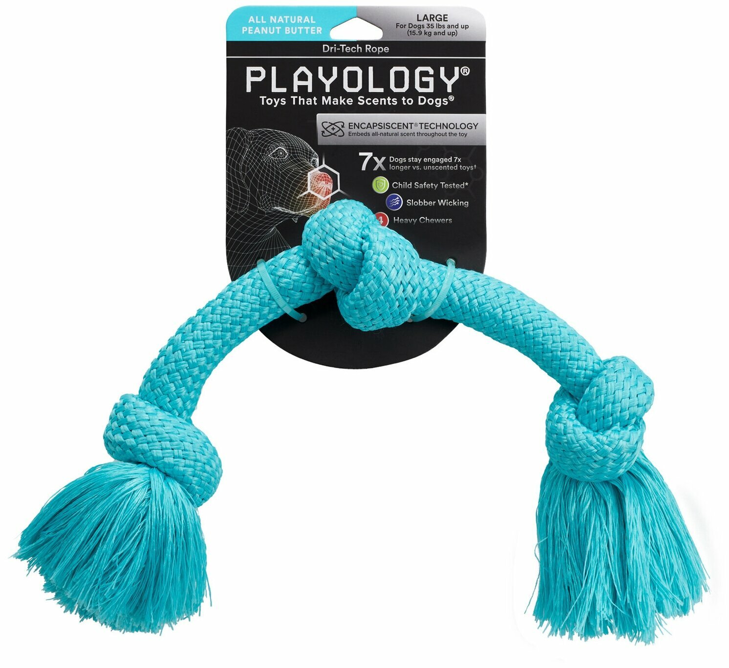 Playology жевательный канат Dri-tech Rope с ароматом арахиса, большой, голубой .