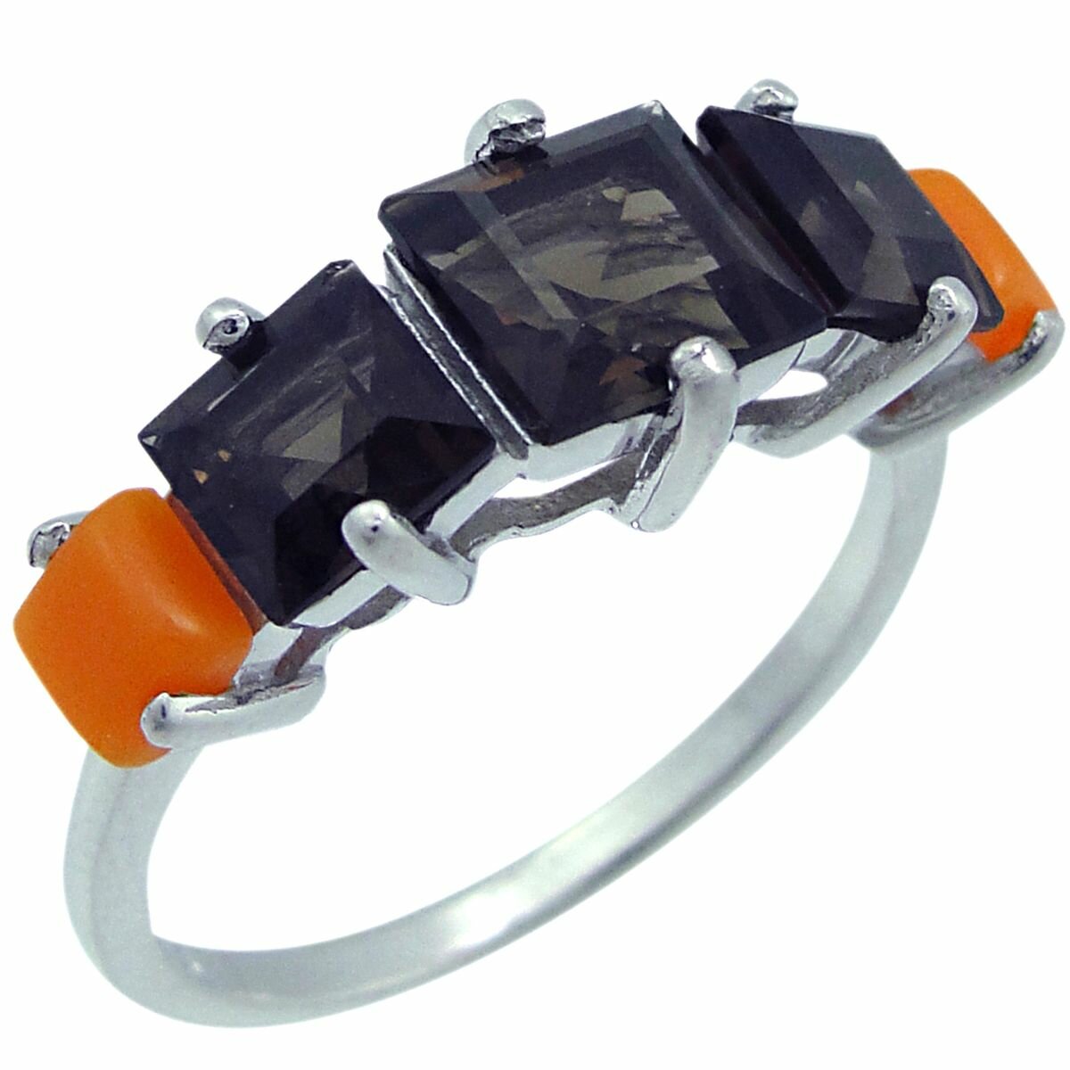 Кольцо тонкое, серебро, 925 проба, родирование, раухтопаз