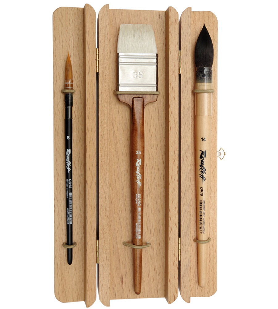 Набор №60.2 Roubloff 3 кисти для акварели складной буковый пенал