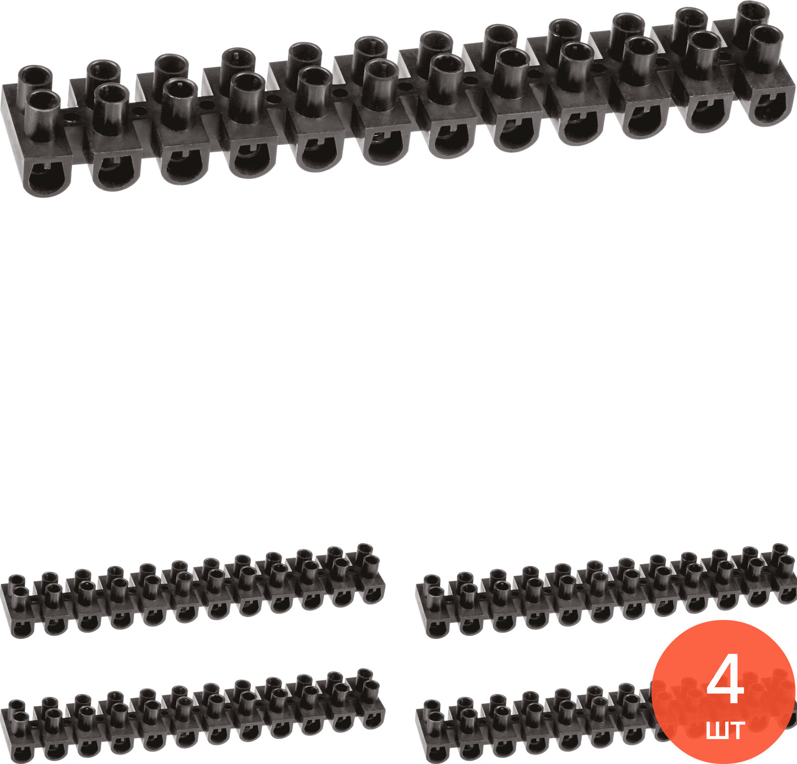 Клеммная колодка Navigator / Навигатор NTB-UPP-S12-5/BL винтовая, в корпусе из термопласта черная, 12 пар, сечение 1.5-6мм2, 5А, 400В / электрика (комплект из 4 шт)