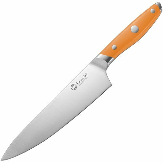 Нож шеф-повара из стали Sunnecko 1.4116 (9cr18CoMOV) 8 Inch Chef Knife HRC56+-2 (Star Orange) оранжевый