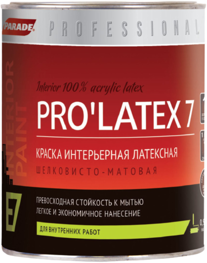 Краска Интерьерная Parade Professional E7 Prolatex 7 2.7л Латексная, Шелковисто-Матовая / Парад Пролатекс 7.