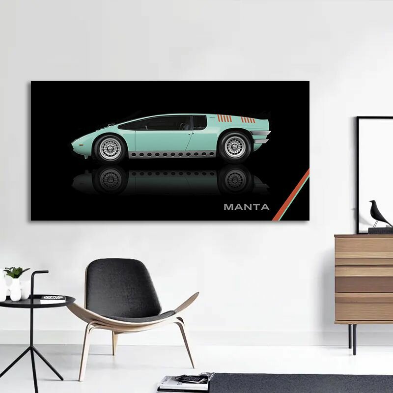 Картина "Ламборгини", холст на подрамнике, 40x80см, экологичные чернила, дерево, поп-арт