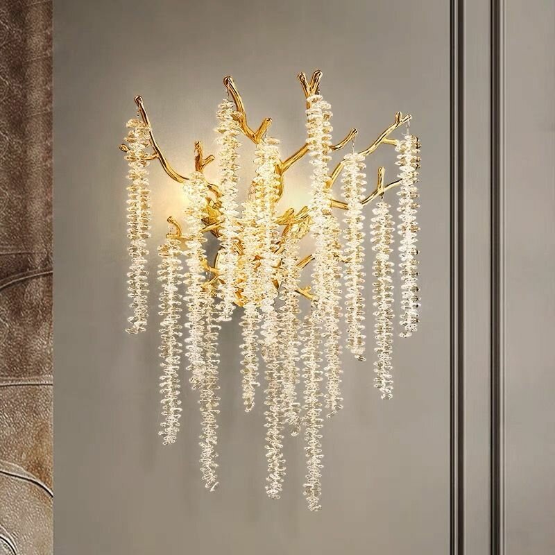 Светильник настенный/Бра B033-7 LED Хрустальный современный роскошный хромированный Трехцветный свет можно менять 10Bt 40cm