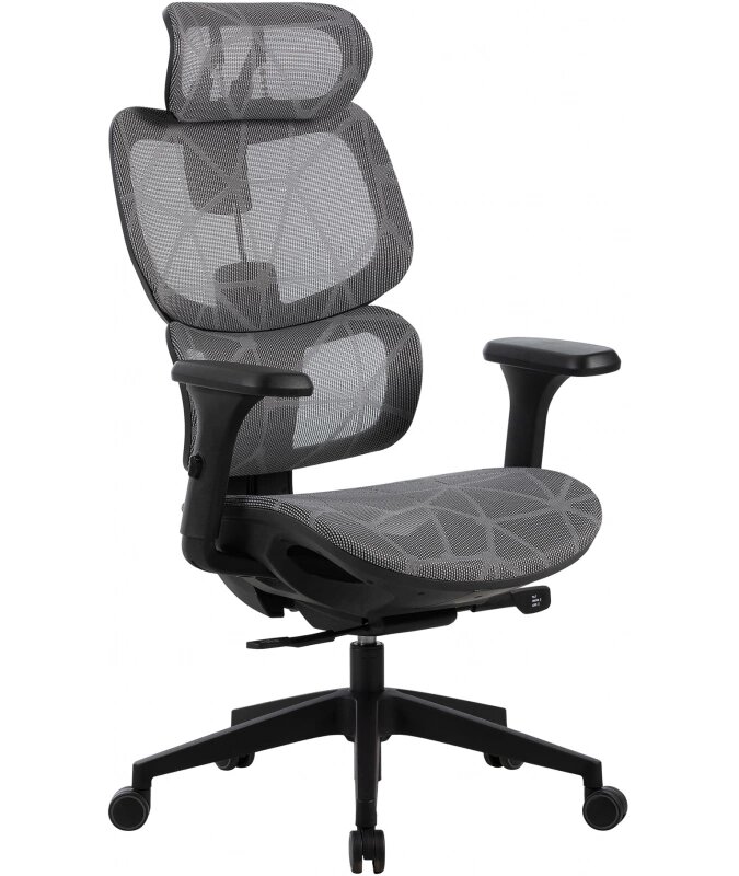 Кресло Cactus CS-MC555-GY, обивка: сетка, цвет: черный/серый