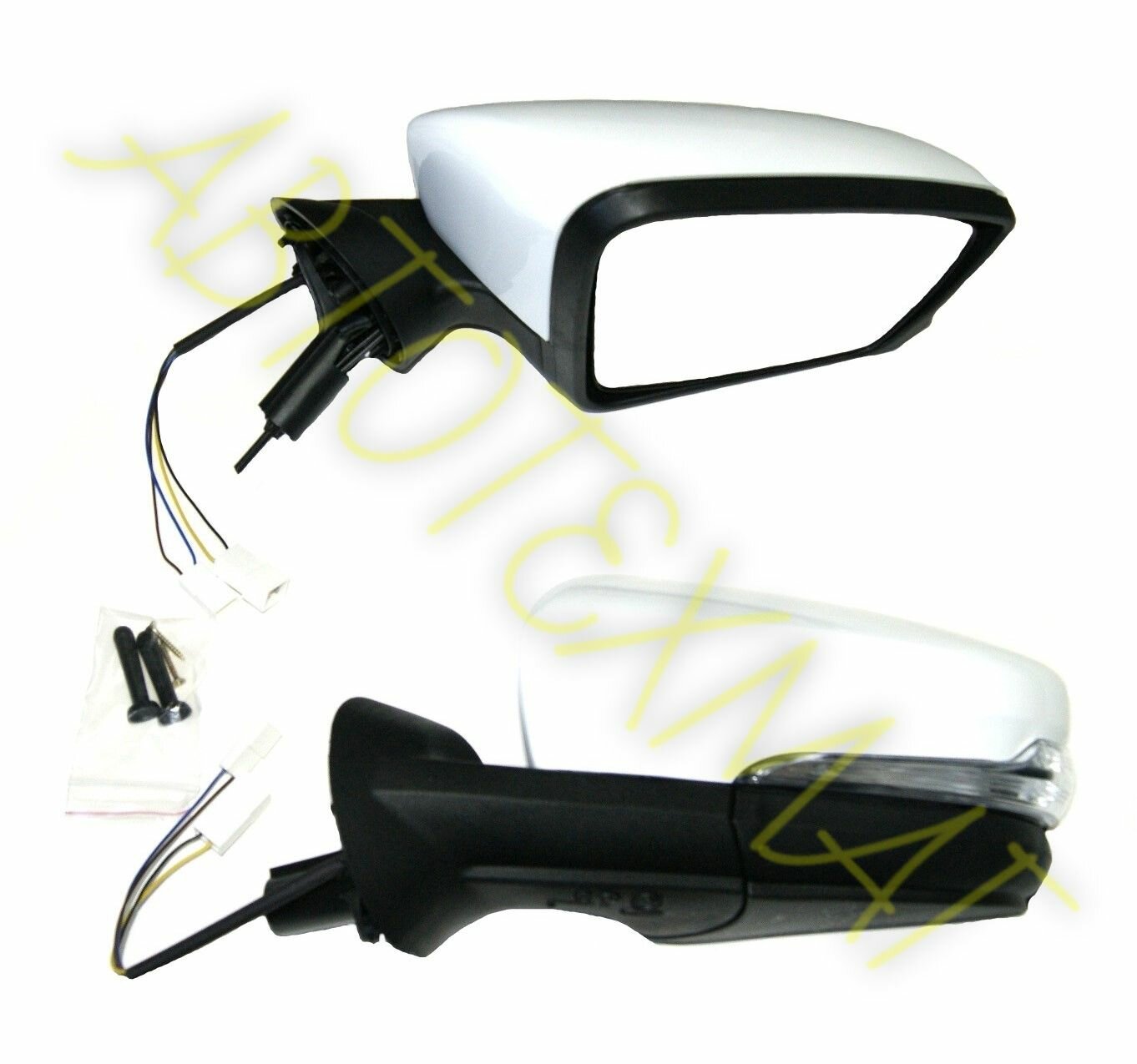 Зеркало боковое Лада Ларгус, Рено Логан, Дастер, Сандеро, комплект в стиле Гранта с обогревом и повторителем поворотов. Белого цвета.