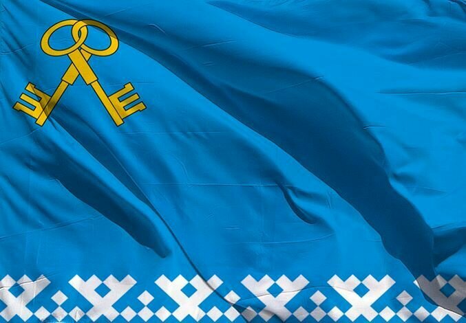 Флаг города Муравленко янао, 70х105 см на сетке