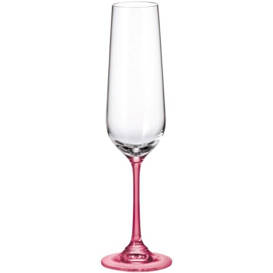 Набор фужеров для шампанского Crystal Bohemia "STRIX", декор "Розовая ножка", 200 мл (набор 4 шт)