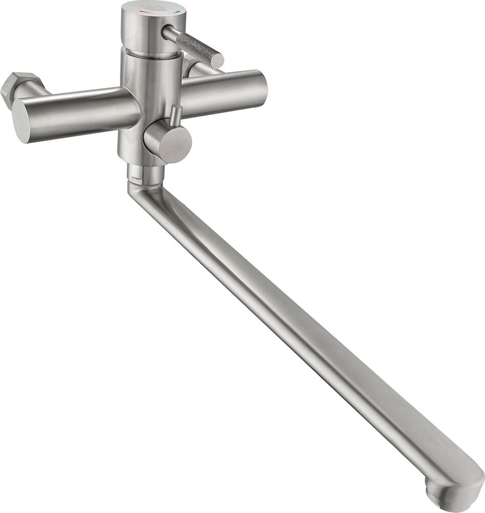 Смеситель ARGO / Арго SOLID 35-L35/D для ванны, однорычажный, из стали, цвет хром, излив 320мм / сантехника