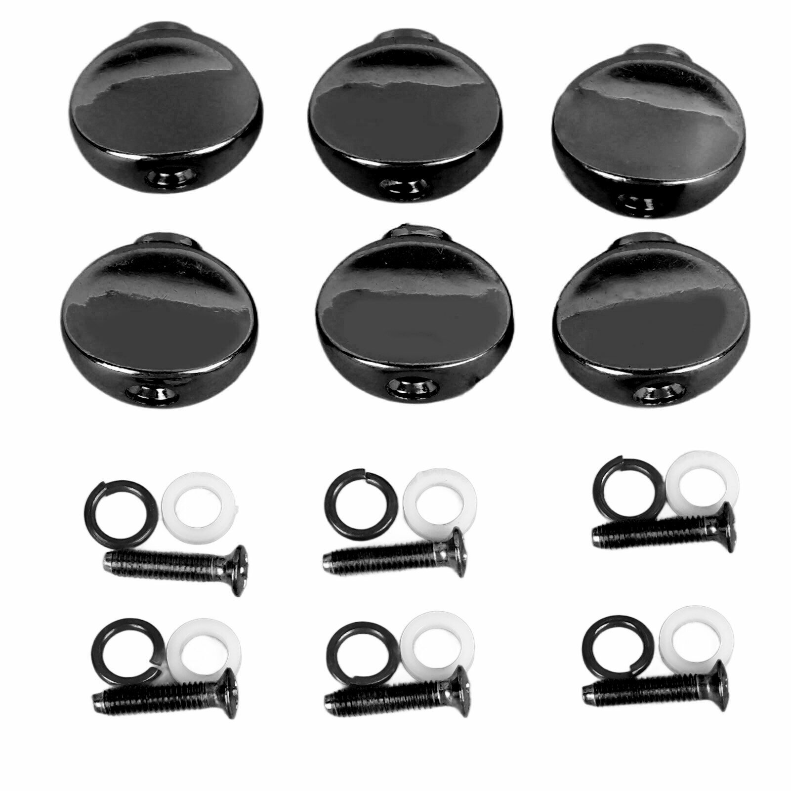 6Pcs Guitar Tuning Peg Buttons Metal Easy to Install Tuner Knobs Replacement for Acoustic Electric Black