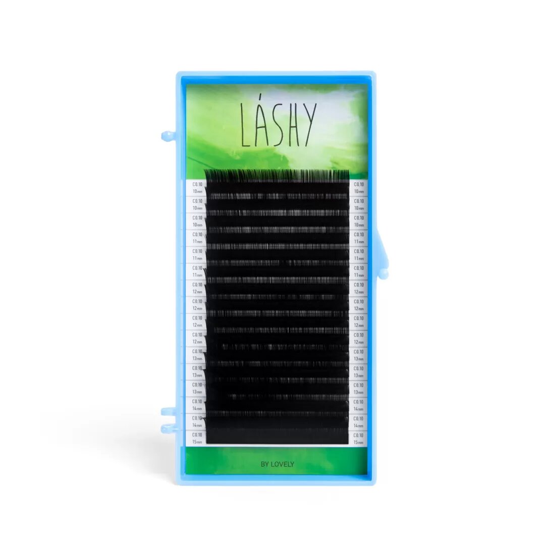 Ресницы LOVELY LASHY GREEN. Чёрный цвет/Изгиб "C"/длина 12мм/толщина 0,07/16 линий