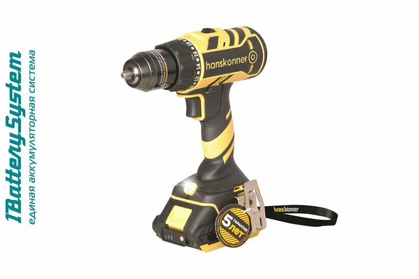 Дрель аккум Hanskonner HCD1855RI 18В 2,0Ач 65Нм б/щ