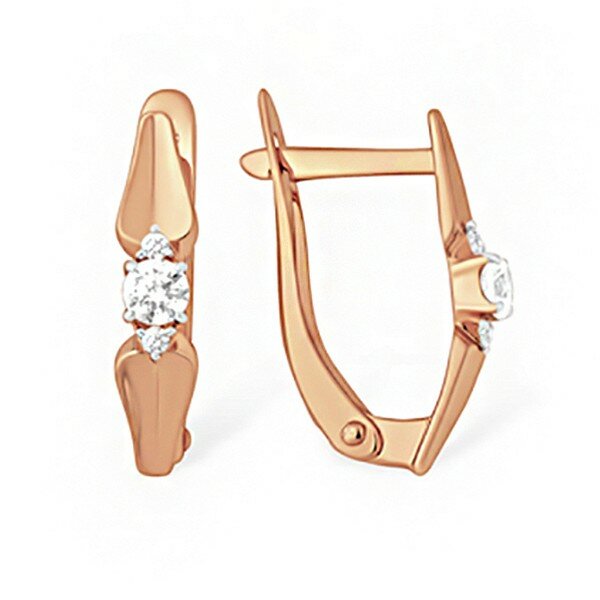 Серьги, красное золото, 585 проба, фианит