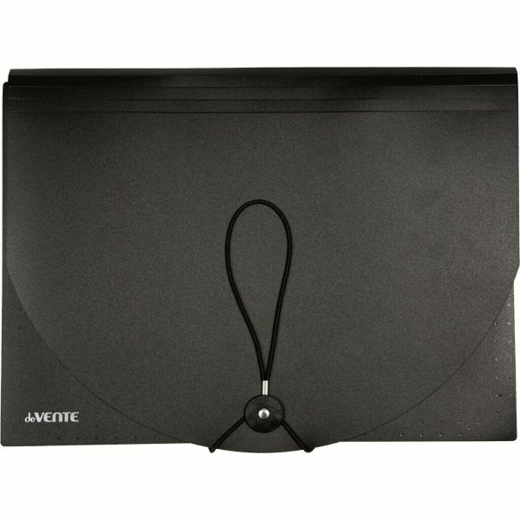 Папка на резинке deVENTE 13 отделений на резинке А4 0,7 мм, черная с цветными разделителями