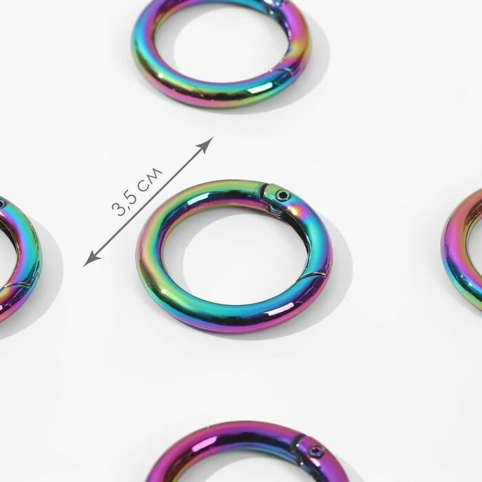 Кольцо-карабин Арт Узор диаметр 25, 35 мм, толщина - 5 мм, 5 шт, цвет бензин