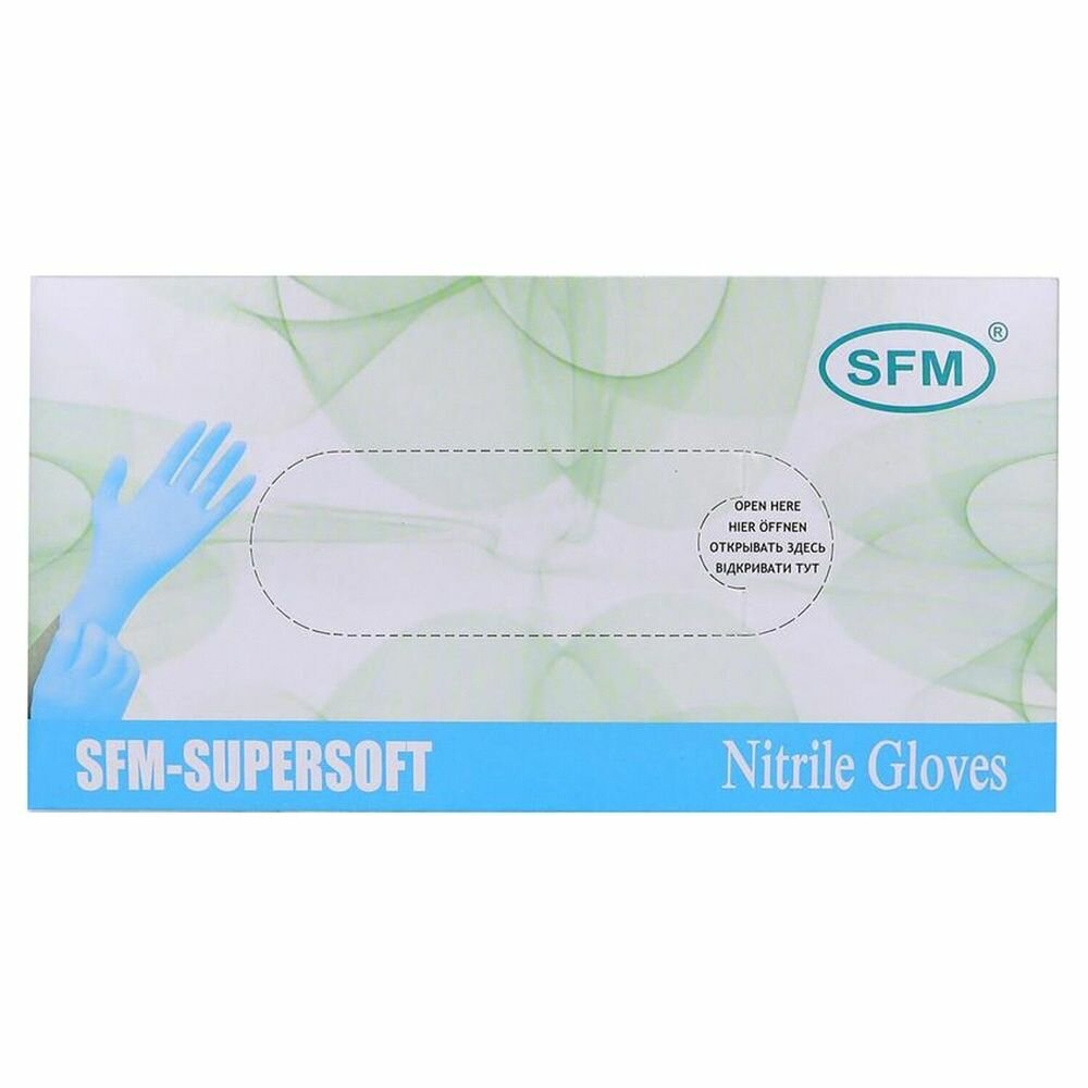 Перчатки нитриловые SFM смотровые, Supersoft, 100 пар, размер М