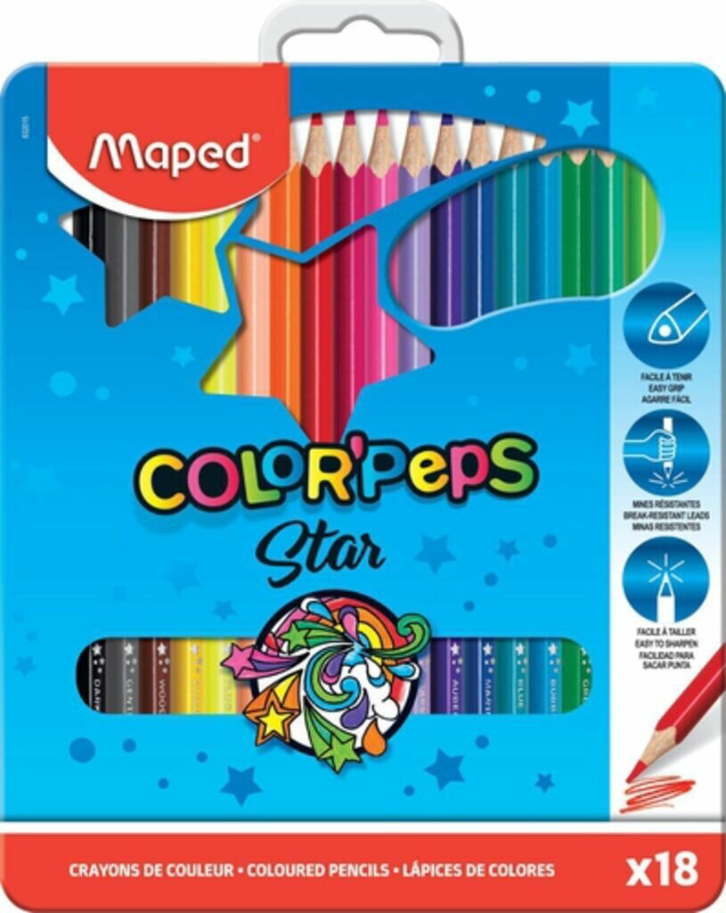Цветные карандаши Maped "Color Peps", Strong, 18 оттенков, трехгранные ударопрочные