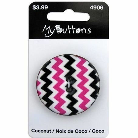 Пуговица BLUMENTHAL LANSING "My Buttons", Coconut, Pink & Black Chevron, микс цветов