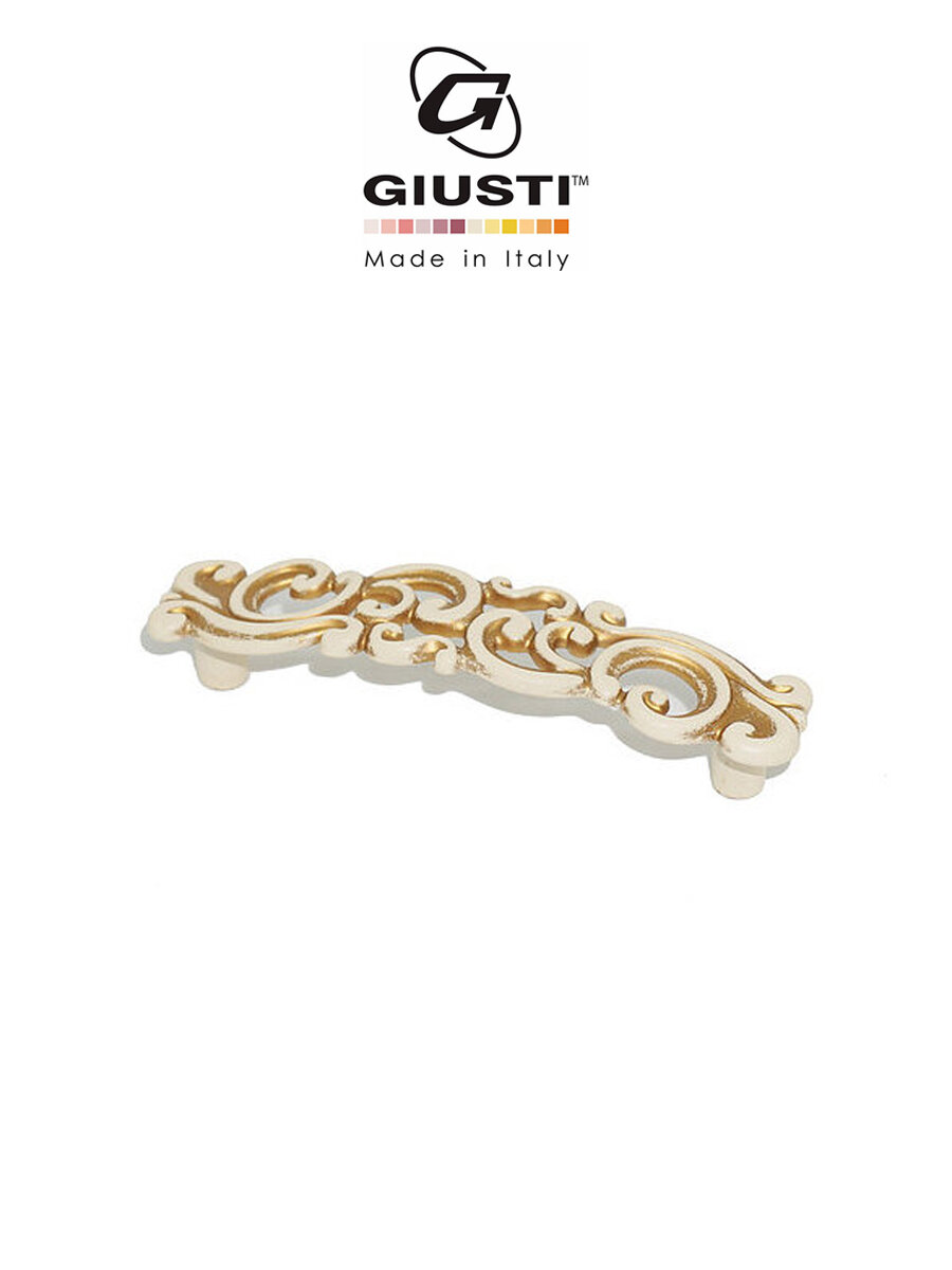 Ручка мебельная скоба 96 мм Giusti (пр-во Италия) слоновая кость с золотой патиной (1 шт.)