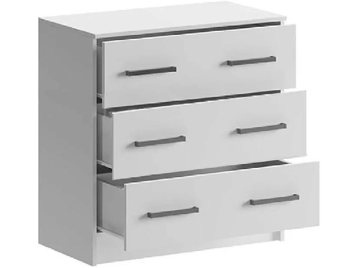 Басямиф Комод 3 ящика (Белый) на шариковых направляющих, современный