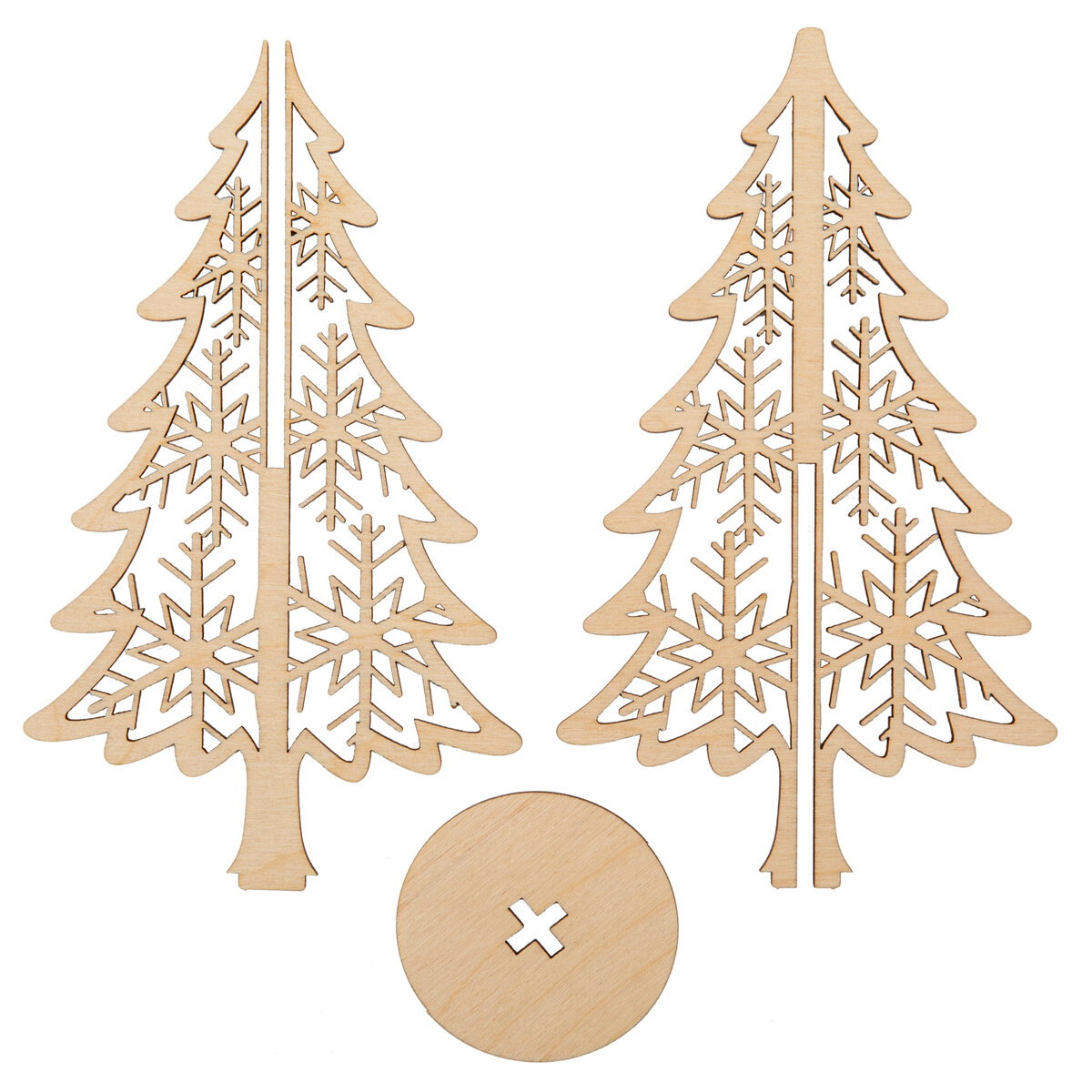 Mr. Carving КЛ-15-QP81 Заготовка на подставке фанера 15 см Ель со снежинками для декора
