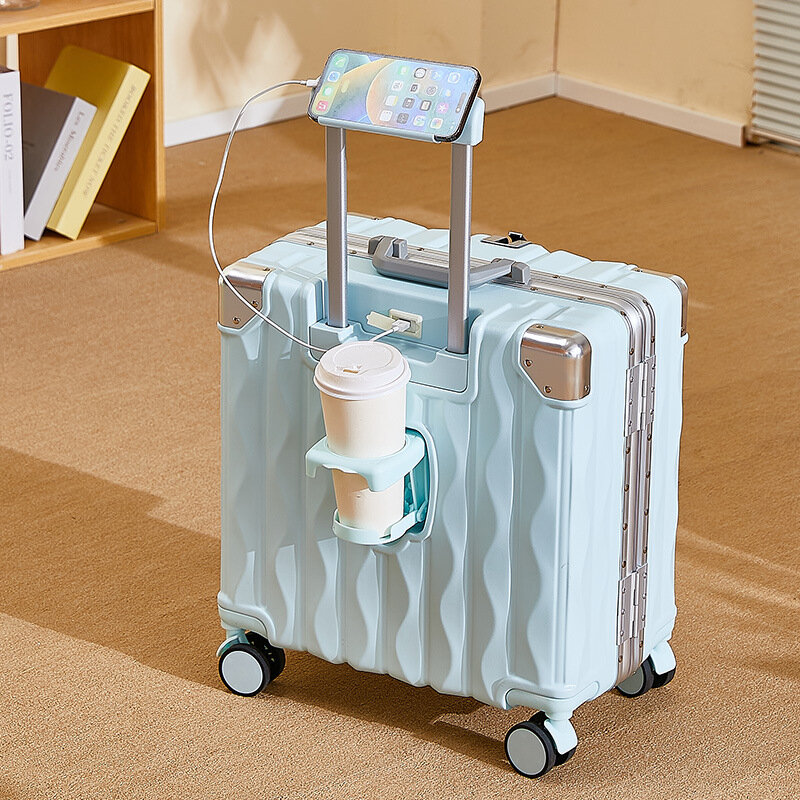 18inch Маленький ручной багаж, новый чемодан с алюминиевой рамой, бесшумный вращающийся чемодан, многофункциональный дорожный чемодан