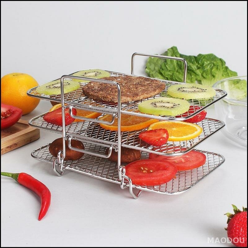 Гриль съемный, трехслойный, для барбекю, из нержавеющей стали, серебристый, MAODOU