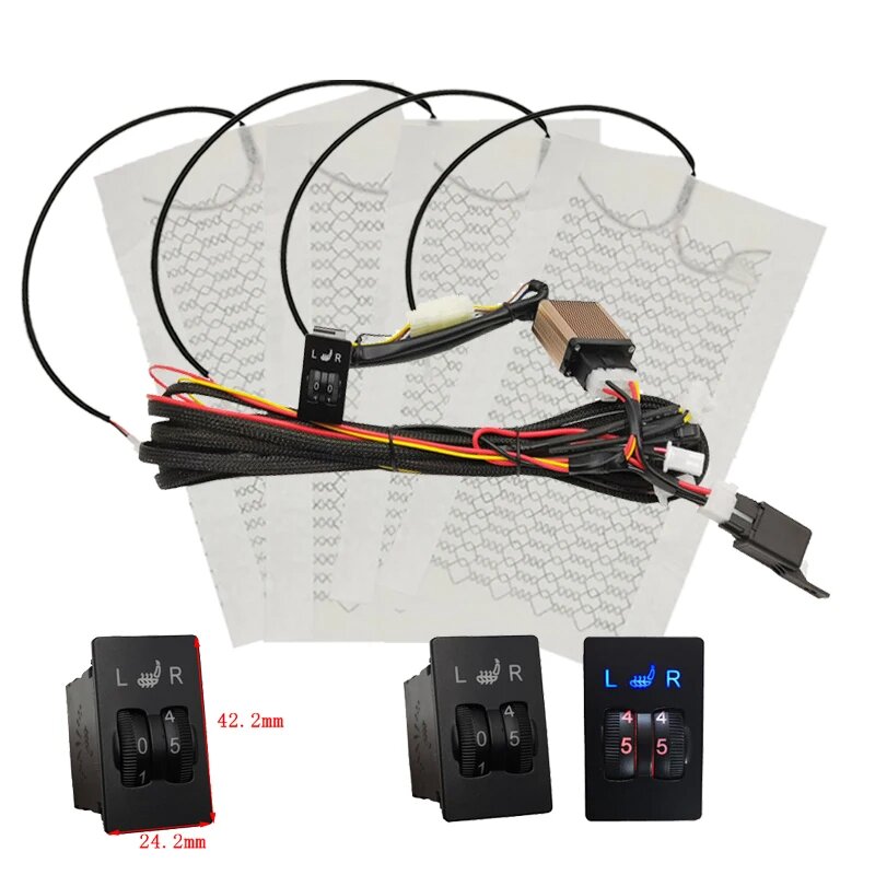 Новый комплект для подогрева сидений автомобиля, подходят для 2 сидений, проволока из сплава/углеродное волокно, нагревательная подушка, 5-уровневый переключатель для Toyota Camry Corolla RAV4 Highlander, Carbon Fiber