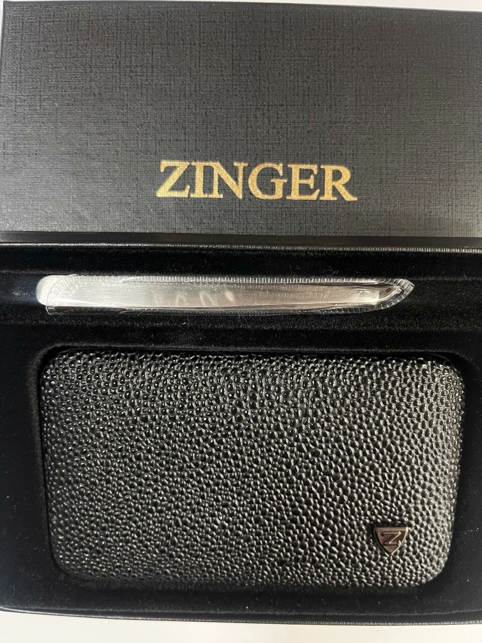 Набор маникюрный ZINGER MSF-301-G, 5 предметов, ручная заточка, футляр из кожи, черный