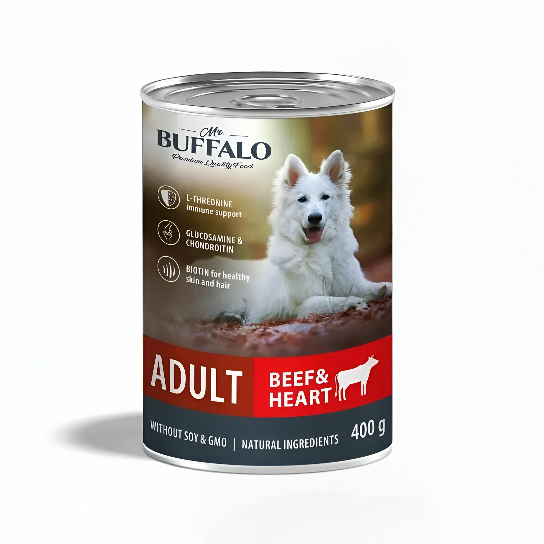 Влажный корм Mr.Buffalo ADULT 400г (говядина и сердце) для собак, 1 шт