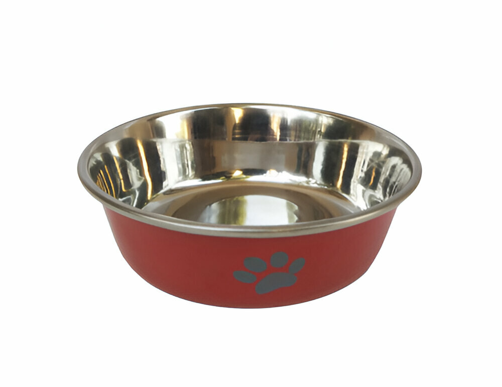 Миска для домашних животных HOMEPET Heavy Лапки 0,45 л металлическая утяжеленная красная