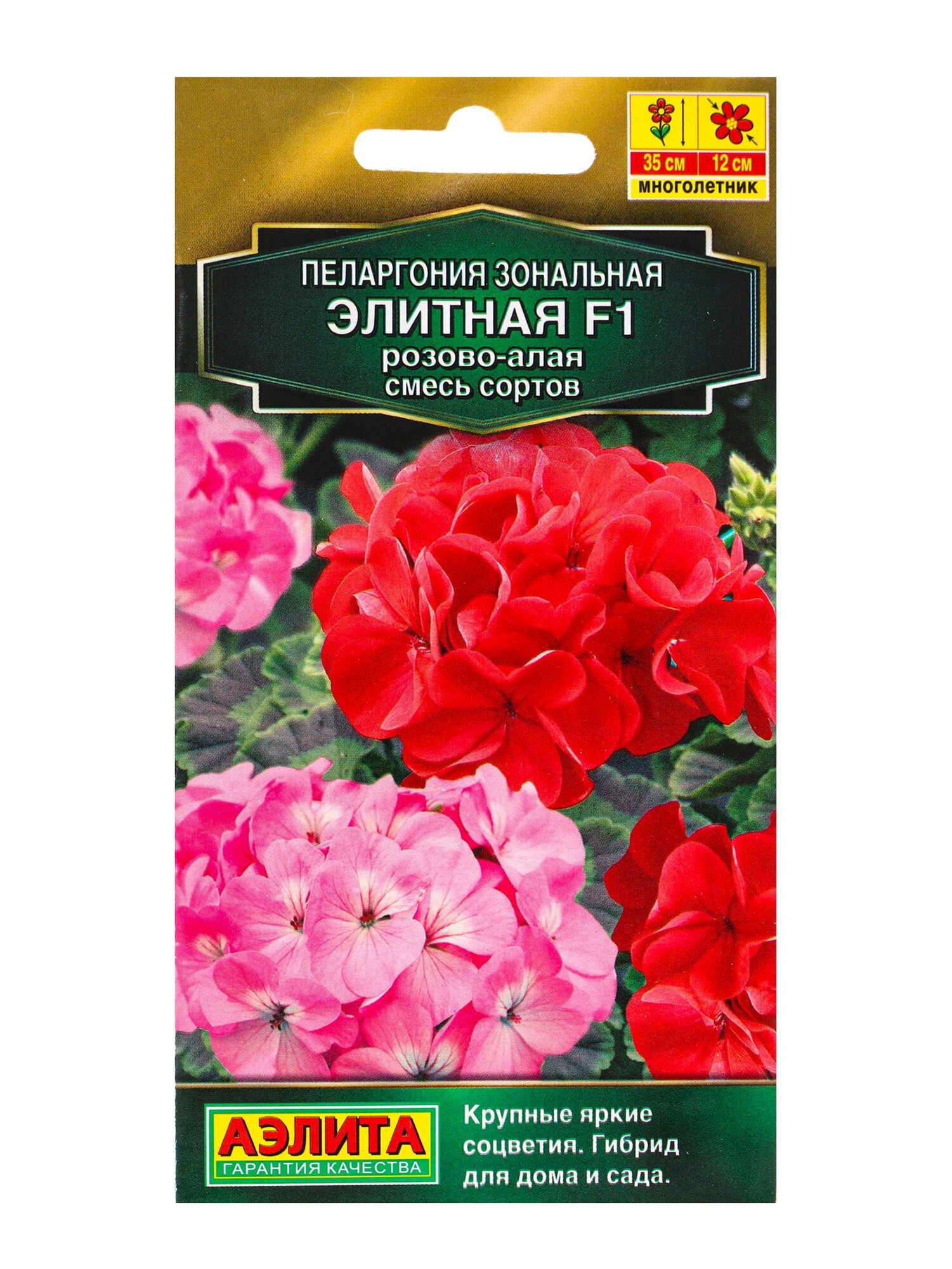 Семена цветов Пеларгония зональная "Элитная" F1, розово-алая, смесь, 5 шт.
