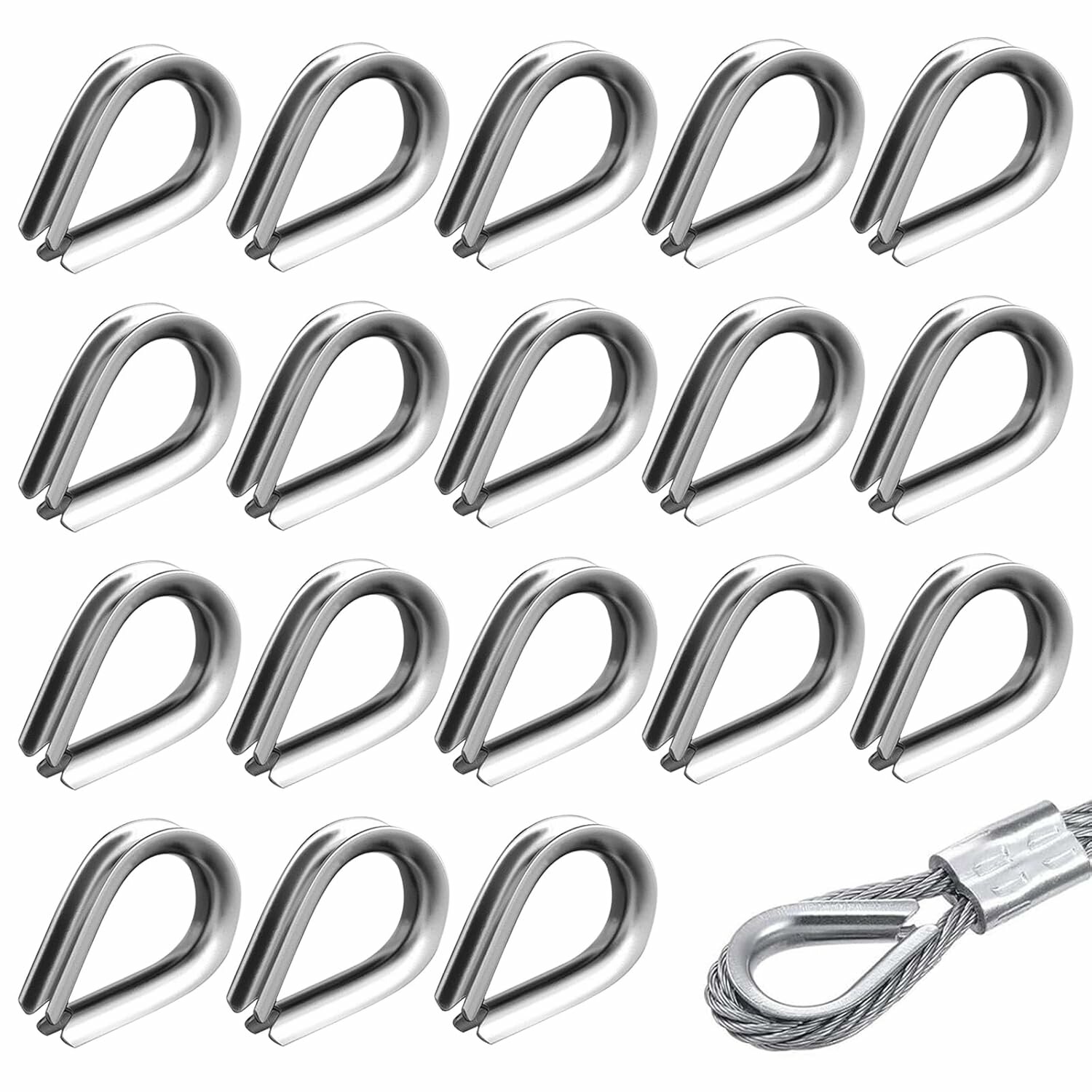 25 крючков и петель из нержавеющей стали 304 толщиной 3 мм для канатов и тросов из нержавеющей стали.