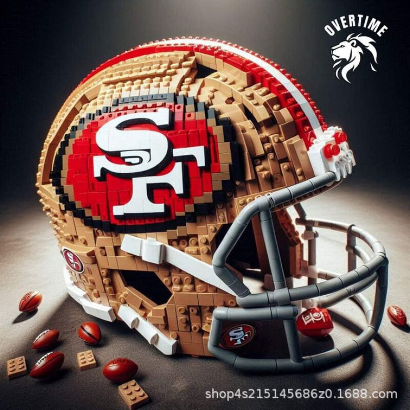 NFLConstructionHelmetШлем из строительных блоков NFL, креативная игрушка для команды профессиональной футбольной лиги