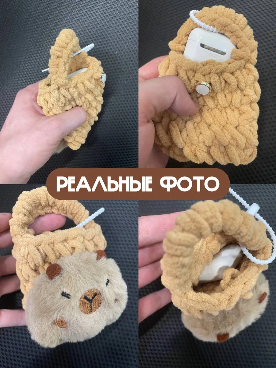 Чехол О'кейси, для AirPods, коричневый, защита от царапин и ударов — фото 1