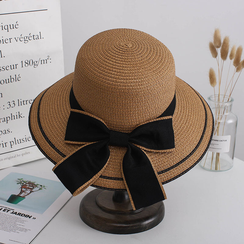 Соломенная шляпа в корейском стиле, универсальная женская летняя солнцезащитная шляпа с большими полями, пляжная шляпа от солнца, морская складная шляпа для путешествий, оптовая продажа