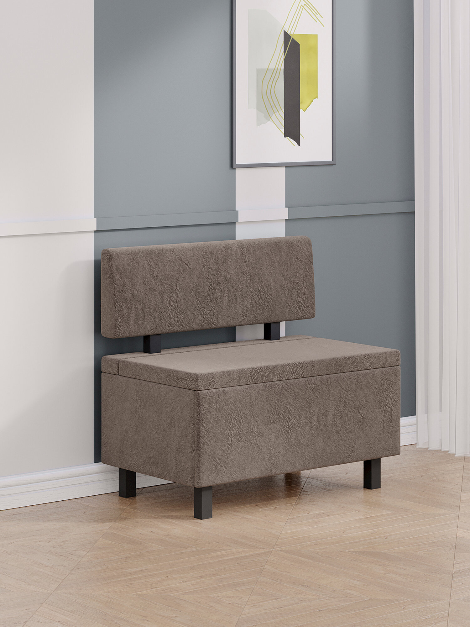 Скамья прямая «Брайтон» (800 мм) Венге Цаво, Wellmart Latte