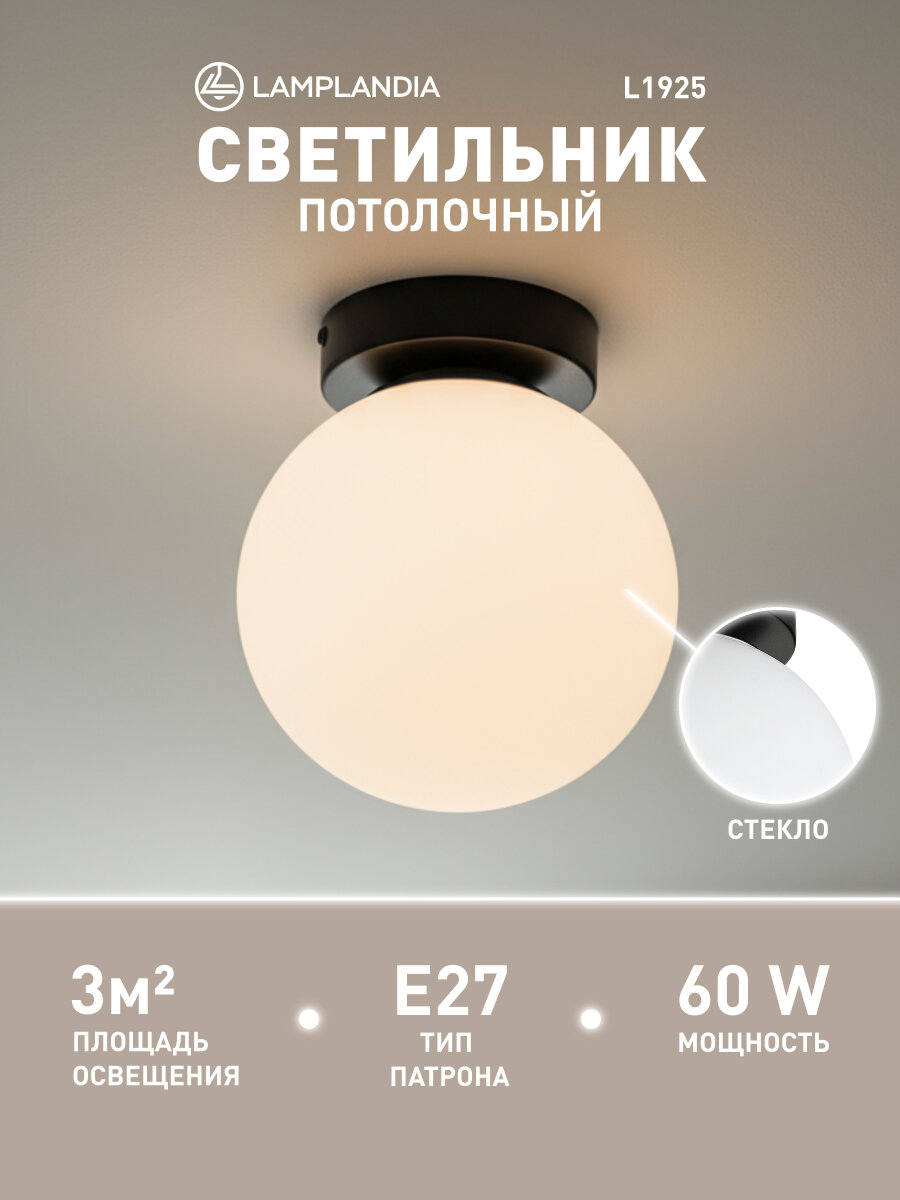 Светильник потолочный Lamplandia L1925 BLOB ONE BLACK, Е27*1 макс 60Вт