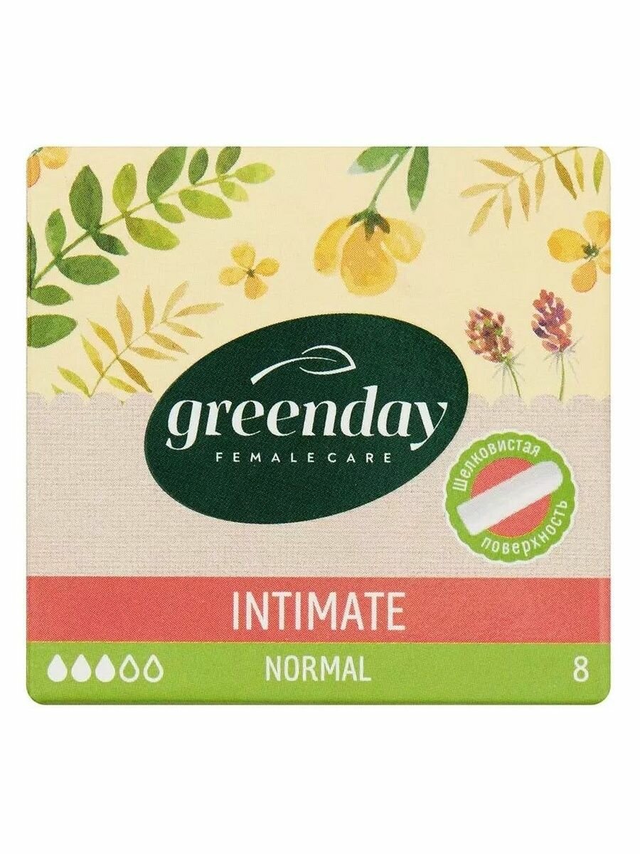 Тампоны Green Day "Normal", 3 капли, для умеренных выделений, 8 штук