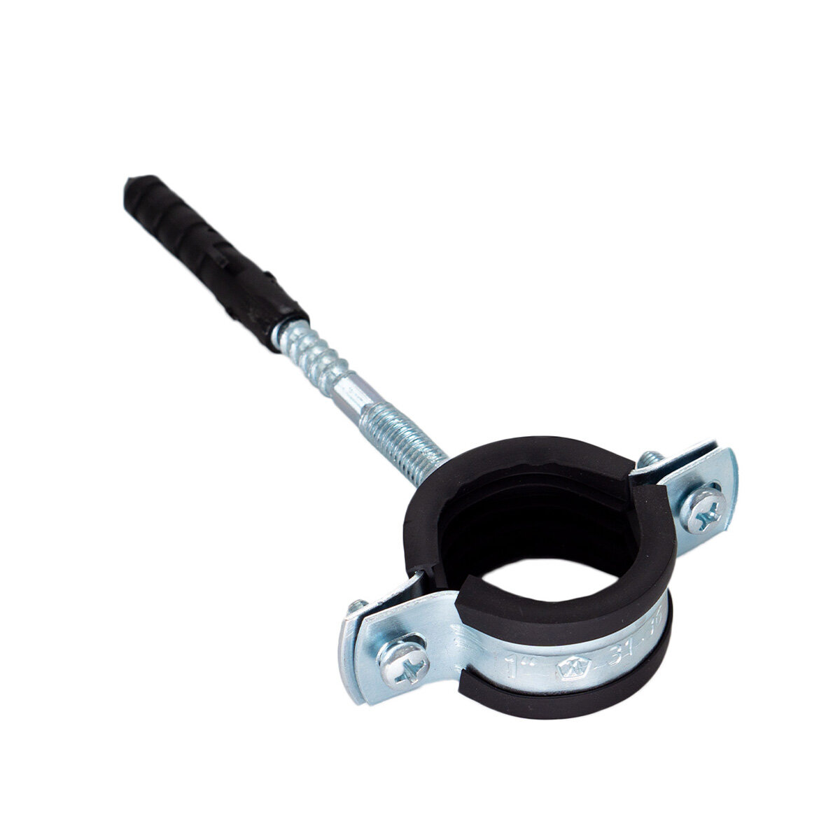 Хомут для крепления трубы СТМ металлорезиновый, 3/4", 26-30 мм, с шурупом и дюбелем