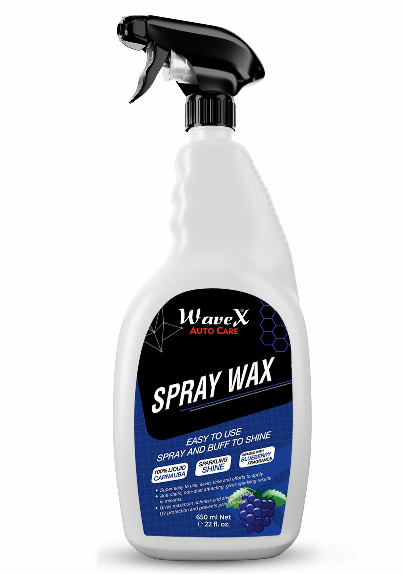 Воск-спрей для экстерьера автомобиля Wavex Car Wax Spray Blueberry 650мл