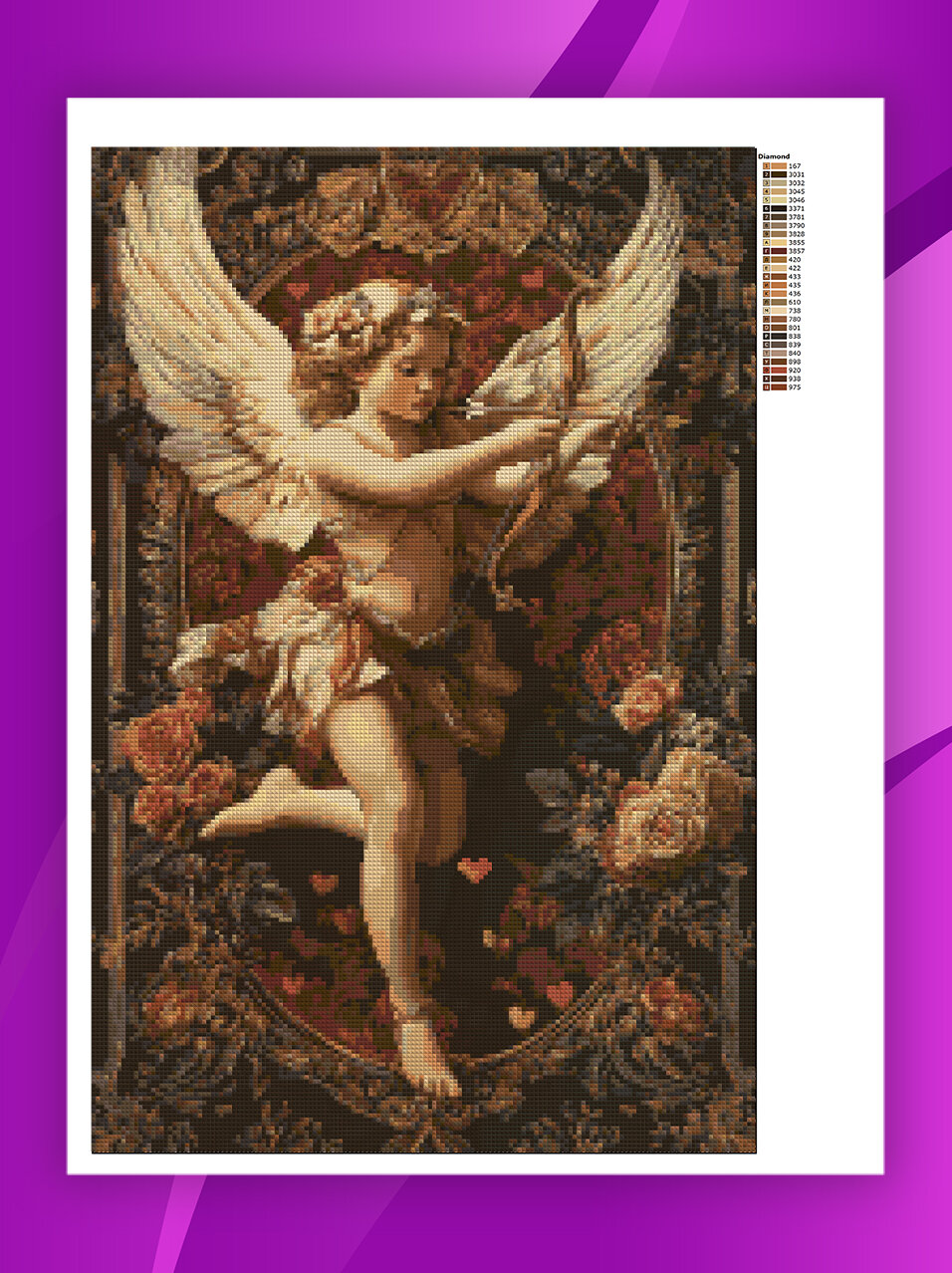 Алмазная мозаика без подрамника - вышивка - Ангел любви 40 х 60 см