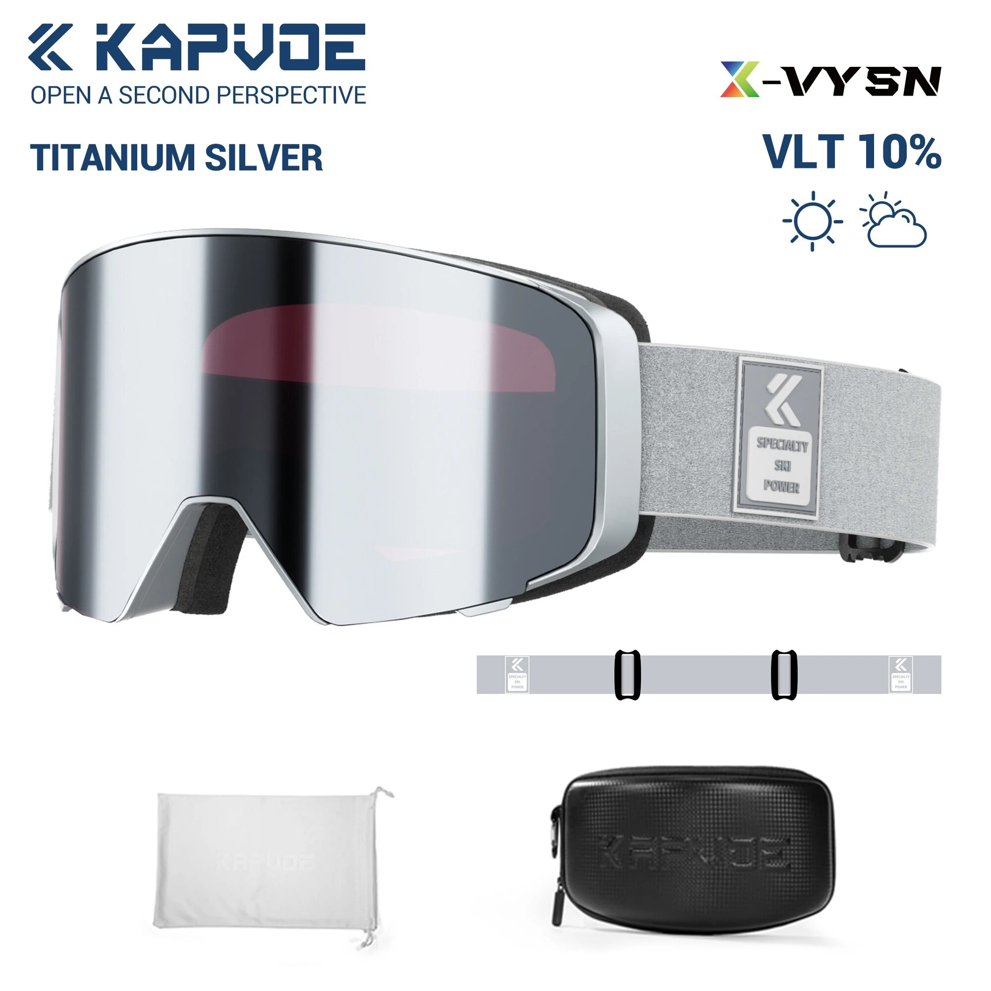 KAPVOE лыжные очки Titanium Silver VLT 10 color-05