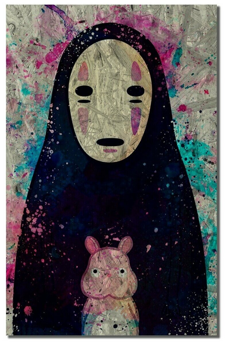 Картина интерьерная на рельефной доске, рисунок Аниме Унесенные призраками Безликий - 6532 В