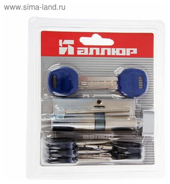 Личинка замка двери Аллюр, DL-02 80 СP, 6 758, 80 мм, хром, 5+2 перфоключей, с перекодировкой