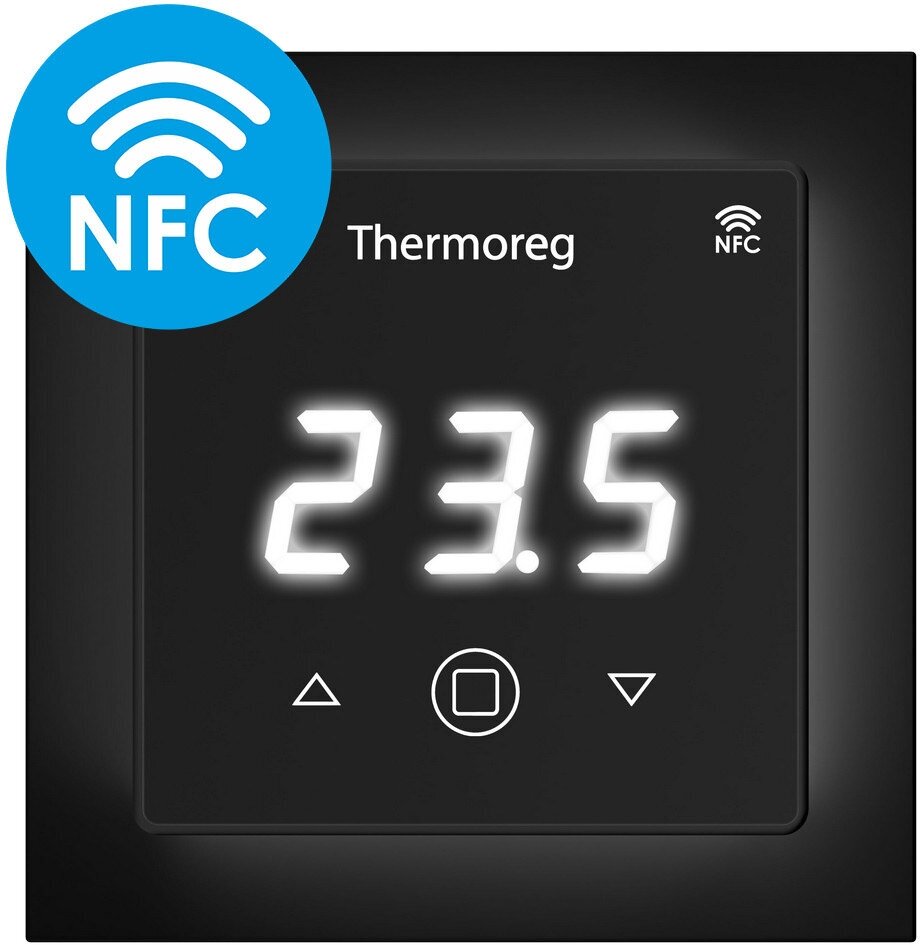 Терморегулятор электронный сенсорный для теплого пола Thermoreg TI-700 NFC черный с поддержкой NFC